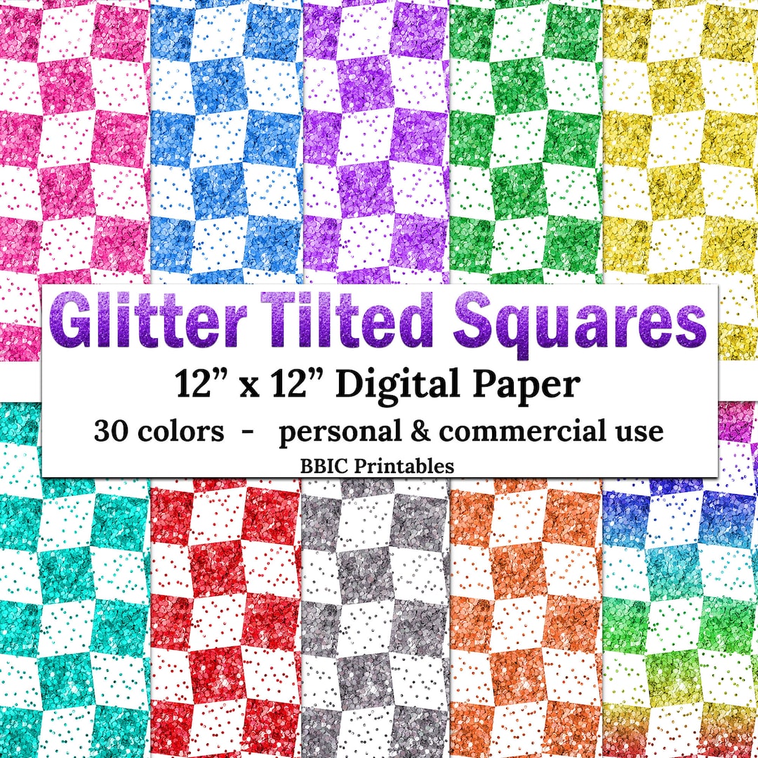Glitter Squares Digital Paper- INSTANT DOWNLOAD, 12x12 Glittery Tilted ...