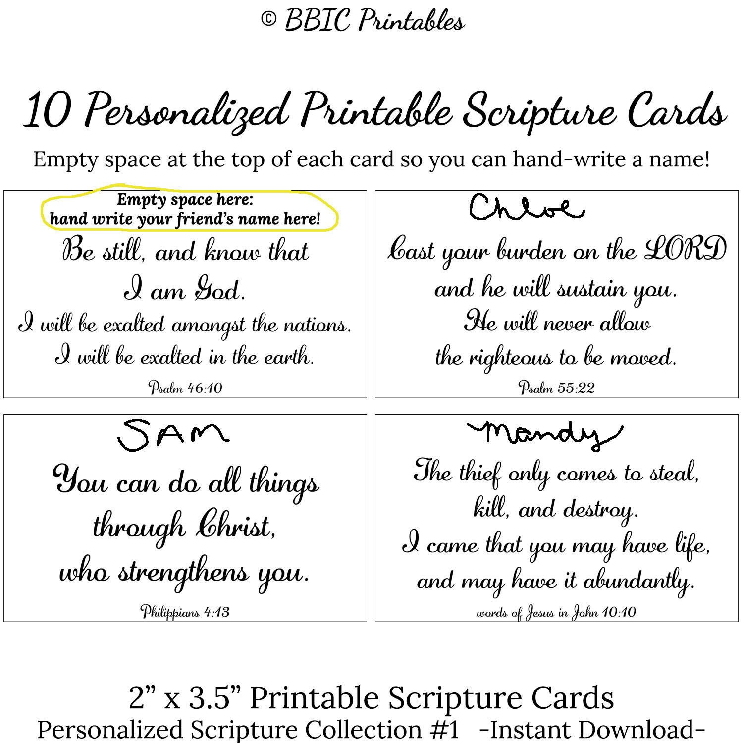 10 Plain Personalizable Printable Scripture Cards - Etsy
