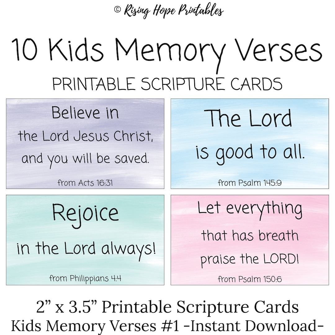 10 Kids Memory Verses -C1- INSTANT DOWNLOAD, Kids Children's Memory ...