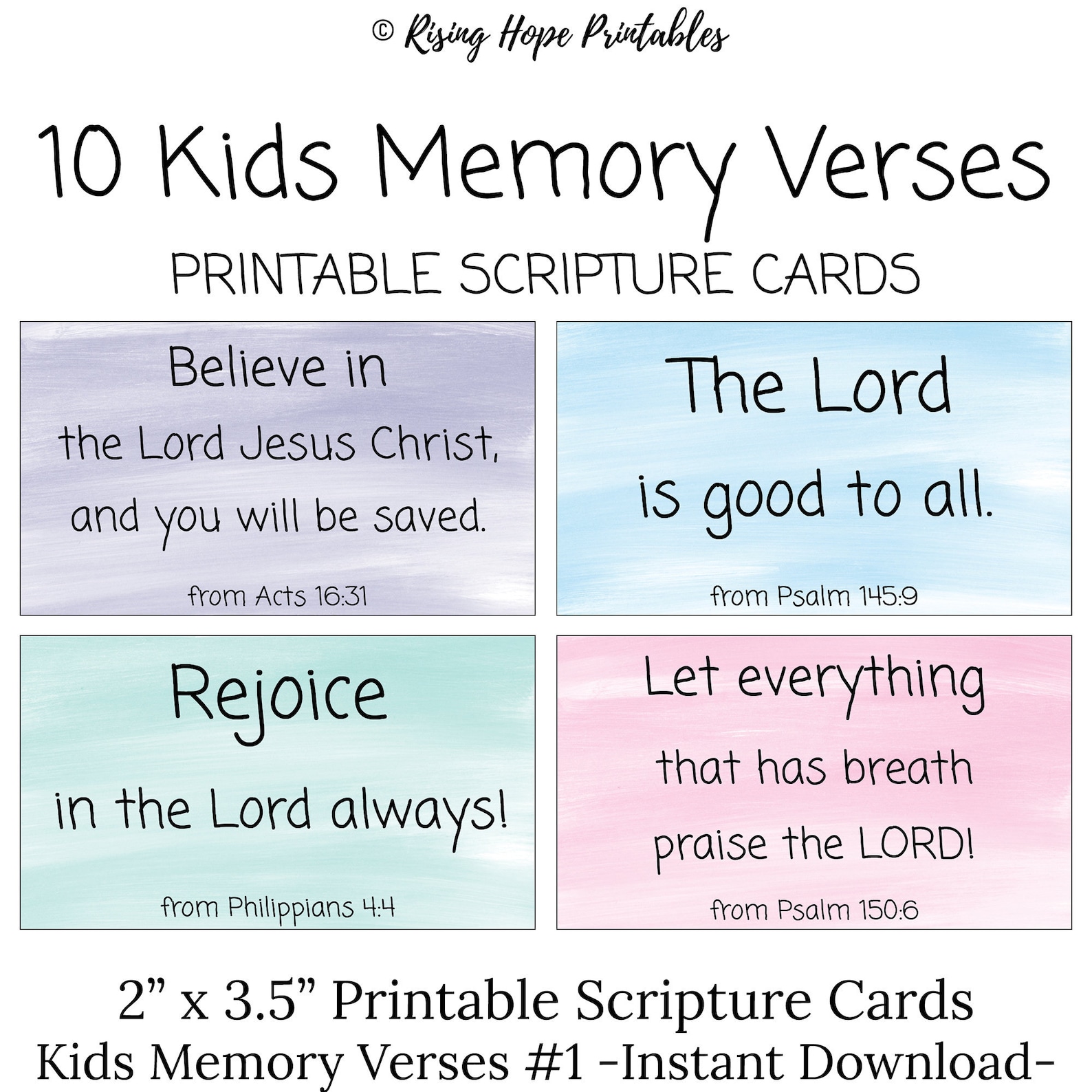 10 Kids Memory Verses C1 INSTANT DOWNLOAD, Kids Children's Memory ...