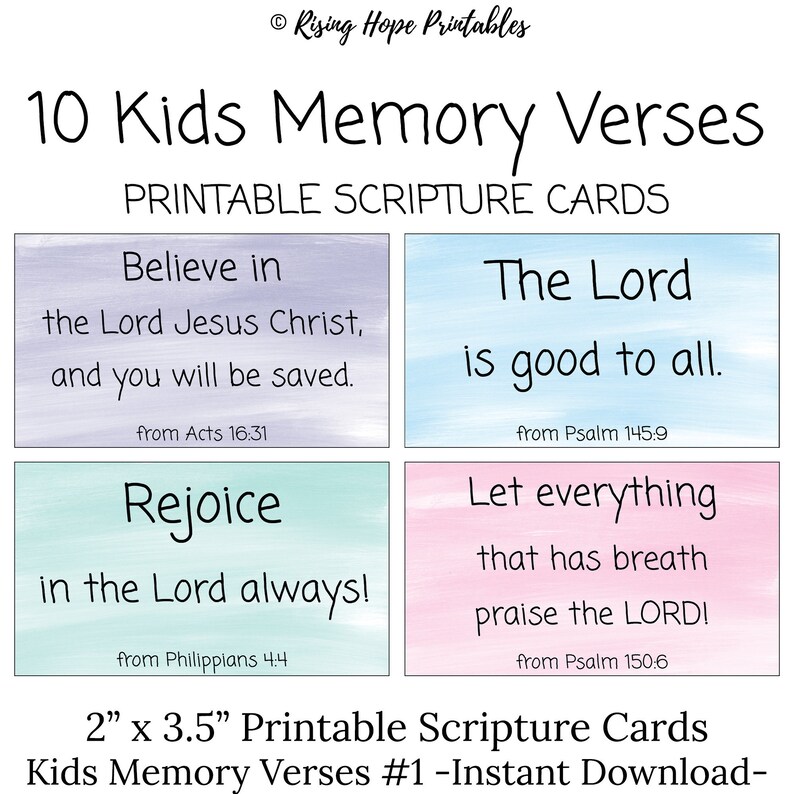 10 Kids Memory Verses C1 INSTANT DOWNLOAD, Kids Children's Memory ...