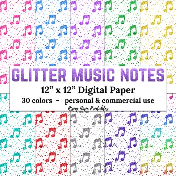 Glitter Music Notes Digital Paper INSTANT DOWNLOAD 12x12 | Etsy