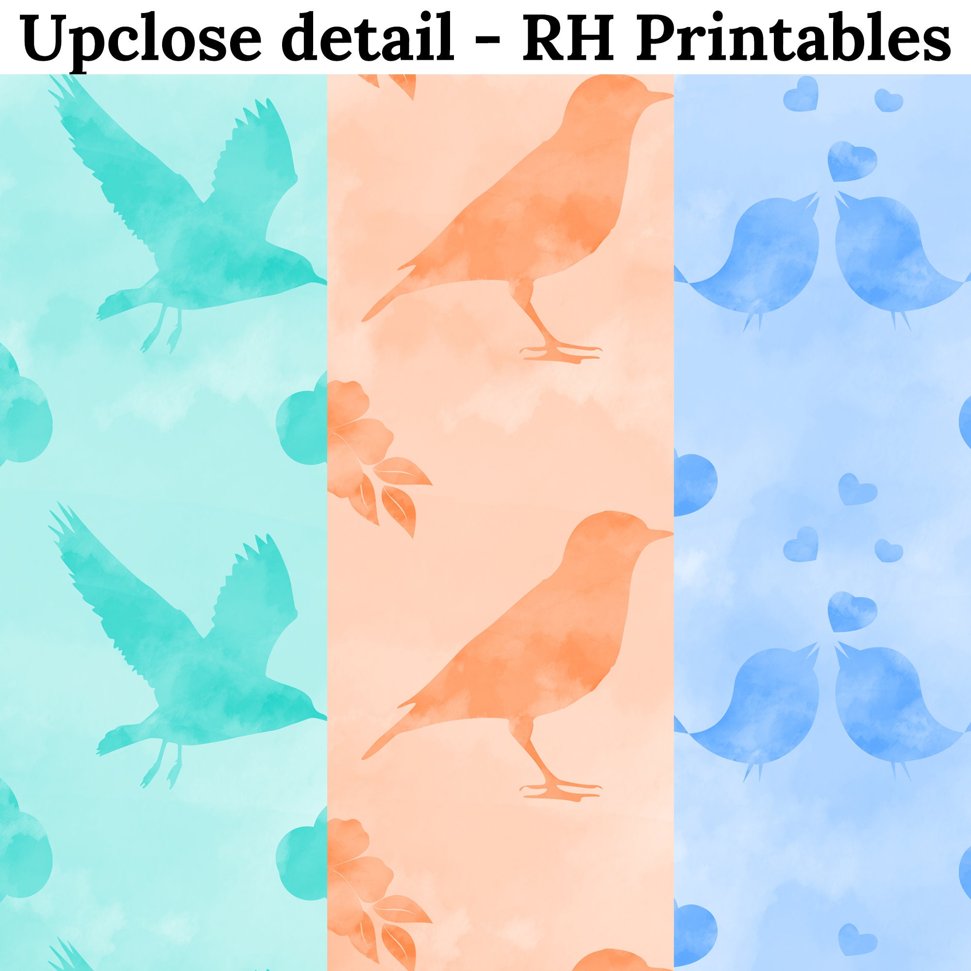 Watercolor Bird Digital Paper INSTANT DOWNLOAD 12x12 15 - Etsy