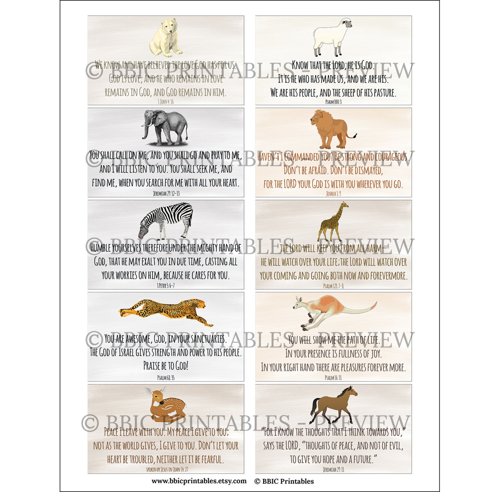 10 Kids Animal Scripture Cards kids Collection 1 INSTANT - Etsy