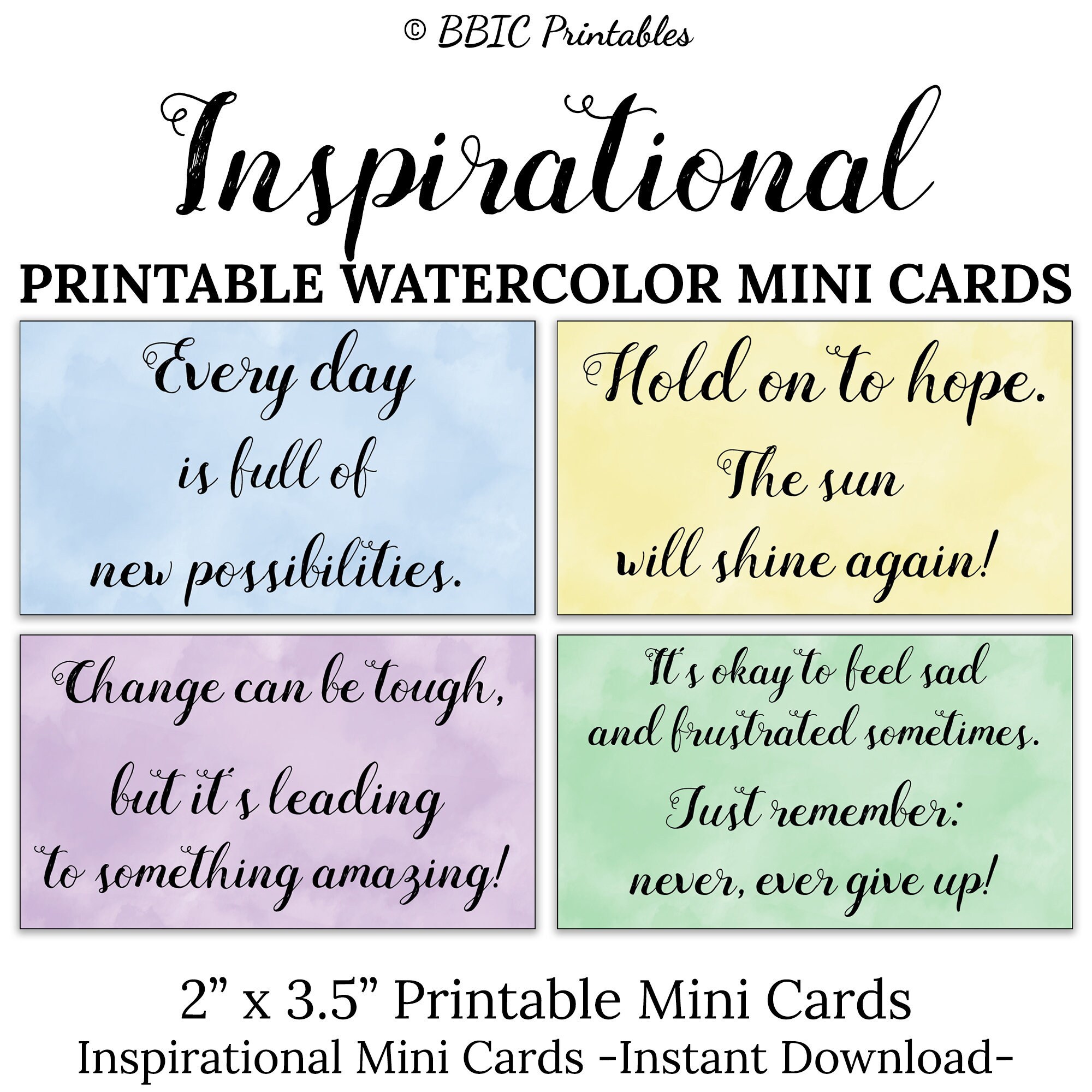 10 Inspirational Mini Cards- DIGITAL DOWNLOAD, 2x3.5 Encouraging ...