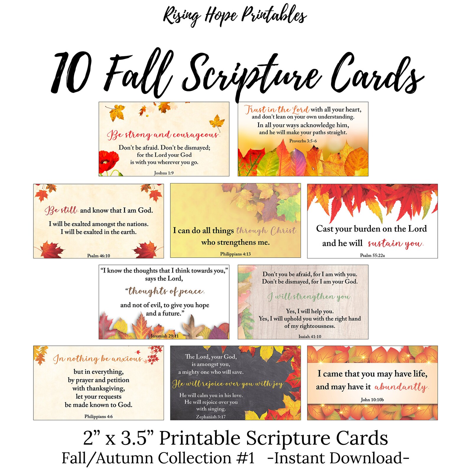 10 Fall Autumn Printable Scripture Cards -C1- INSTANT DOWNLOAD, Fall ...