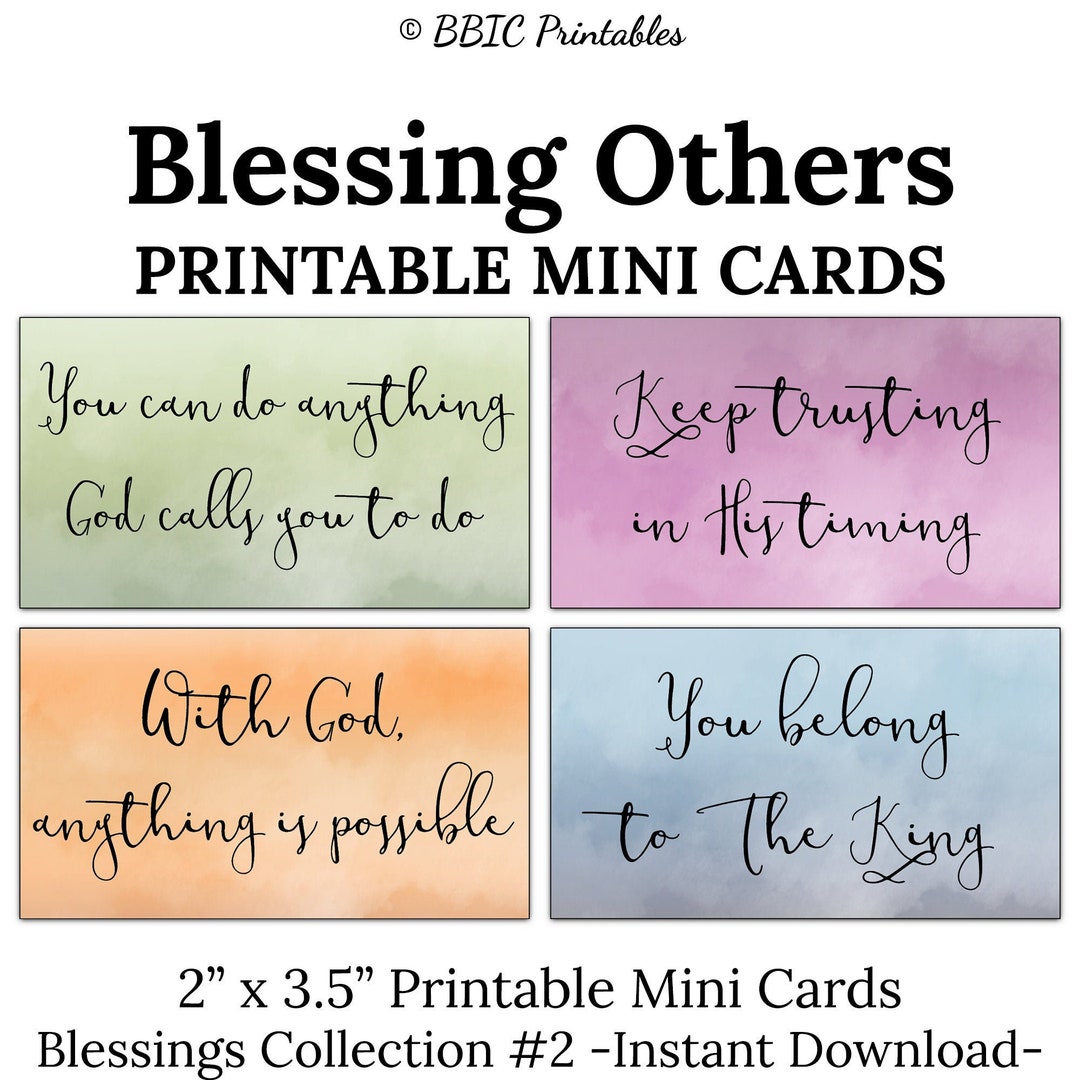 Bless Others Printable Mini Cards -C2- INSTANT DOWNLOAD, Encourage ...