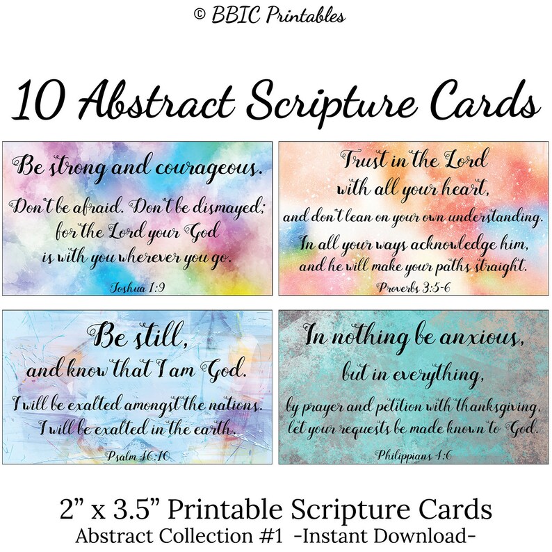 10 Abstract Printable Scripture Cards collection 1 INSTANT DOWNLOAD ...