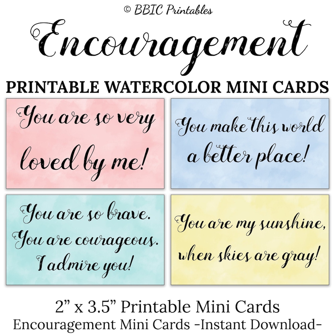 10 Encouragement Mini Cards- DIGITAL DOWNLOAD, 2x3.5 Encouraging ...