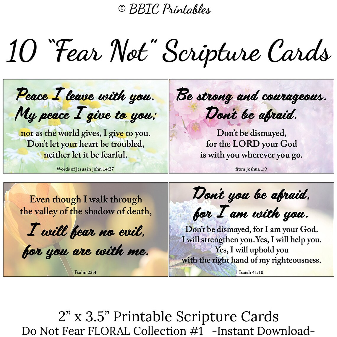 10 Fear Not Floral Printable Scripture Cards -do Not Fear FLORAL ...