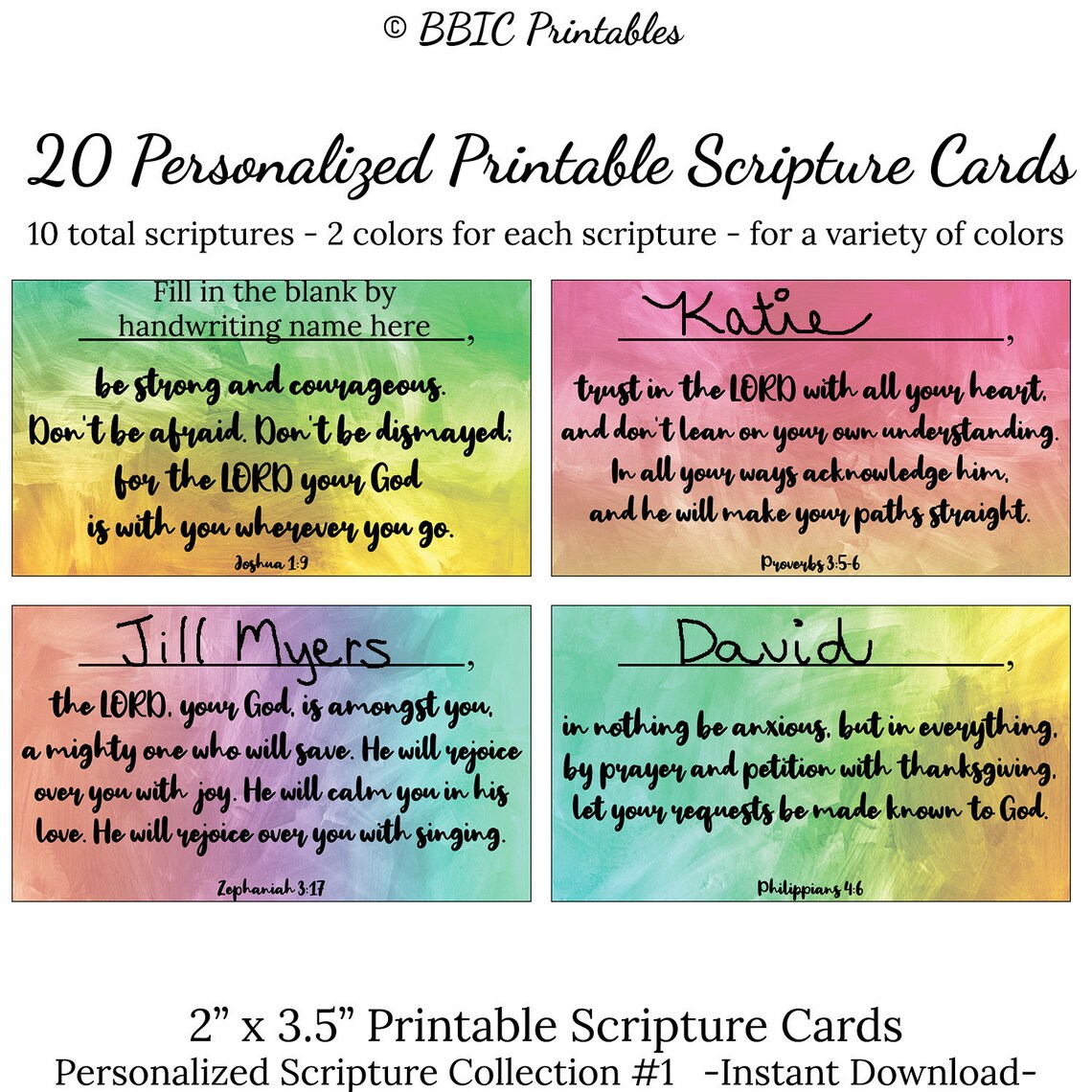 20 Personalized Printable Scripture Cards personalized Collection 1 ...