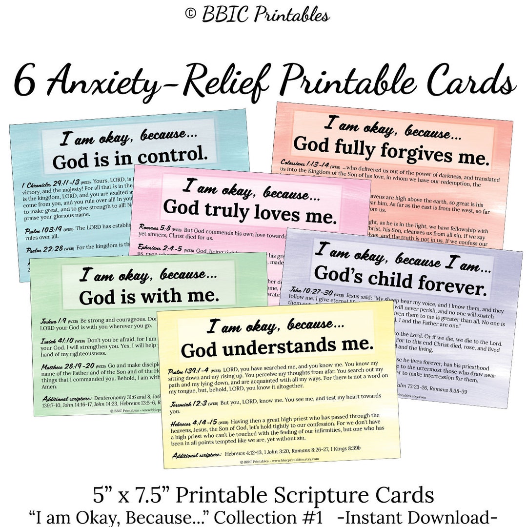 6 Anxiety-relief Printable Scripture Cards - Anxiety Collection #1 ...