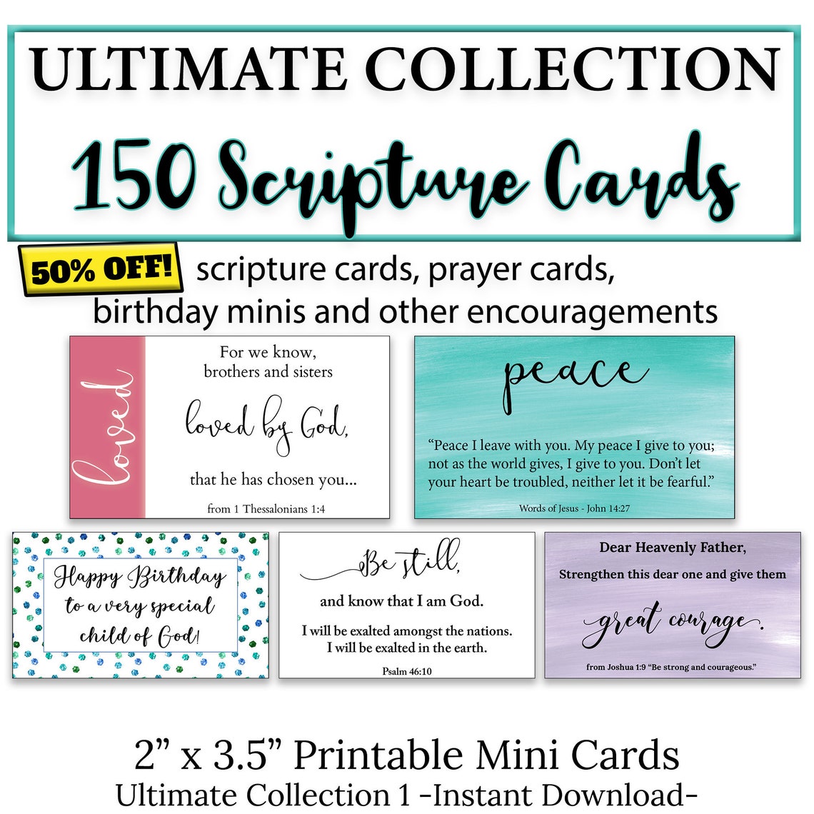 150 Scripture Cards Ultimate Collection DOWNLOAD 2x3.5 50% OFF ...