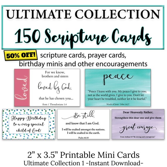 150 Scripture Cards Ultimate Collection DOWNLOAD 2x3.5 50% | Etsy