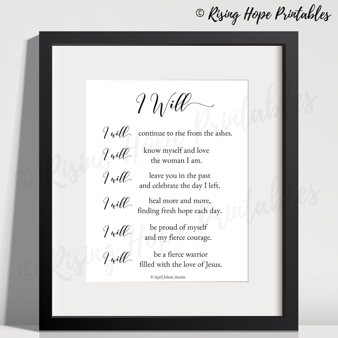 I Will Printable Poetry -INSTANT DOWNLOAD- Abuse Survivor Women ...