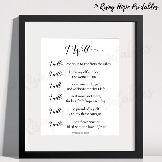I Will Printable Poetry INSTANT DOWNLOAD Abuse Survivor | Etsy