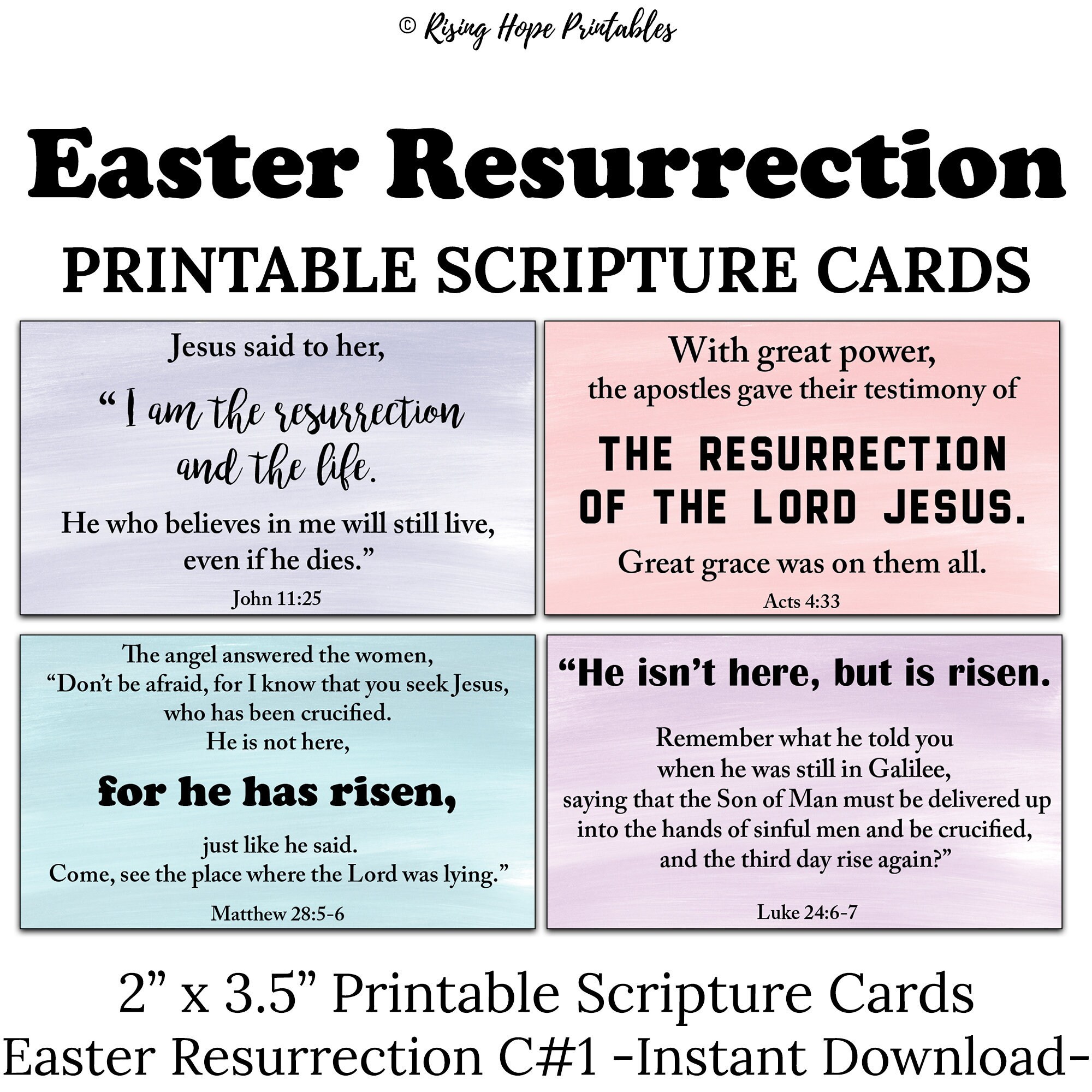 Easter Resurrection Scripture Cards -C1- INSTANT DOWNLOAD, Christ Has ...