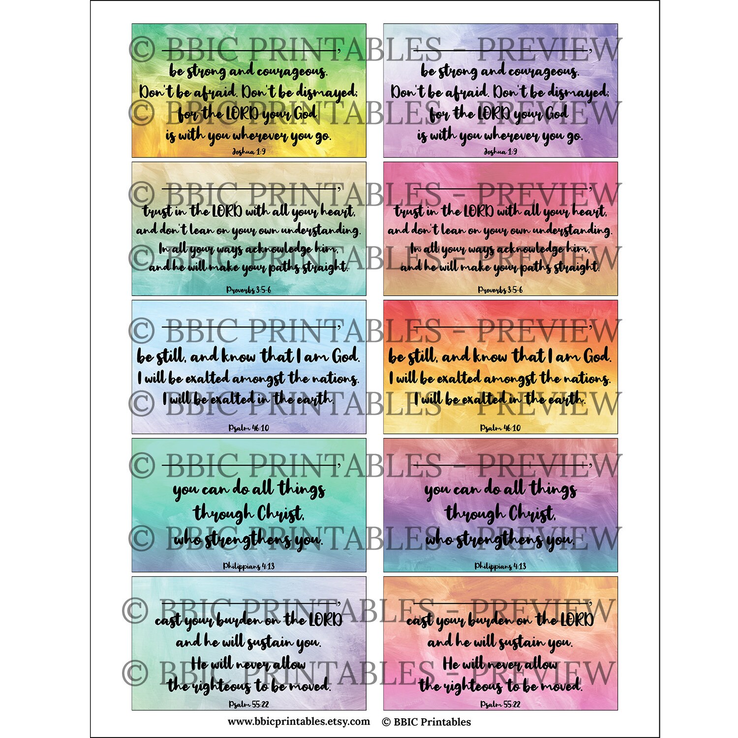 20 Personalized Printable Scripture Cards -personalized Collection #1 ...