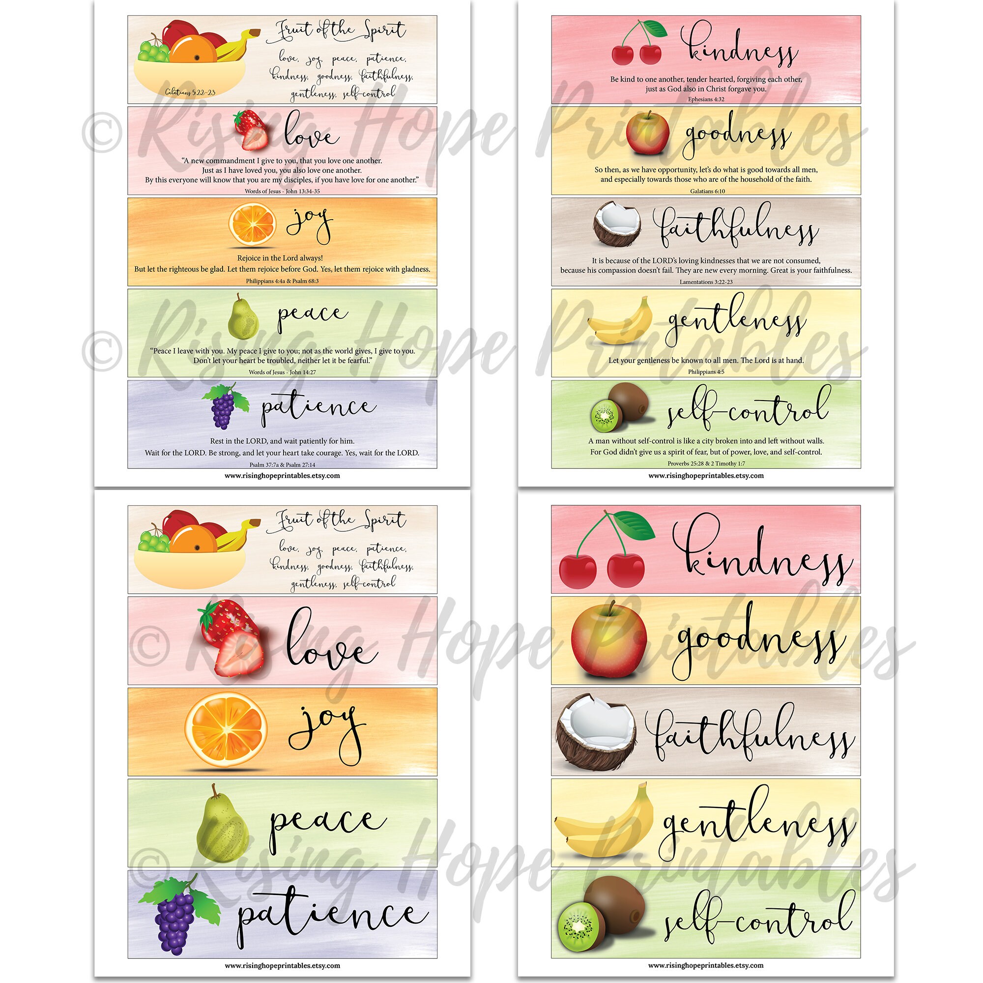 20 Fruit of the Spirit Printable Bookmarks galatians 5:22-23 | Etsy New ...