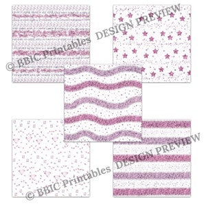 Pretty Pink Digital Paper- INSTANT DOWNLOAD, 12x12 Light Medium Glitter ...