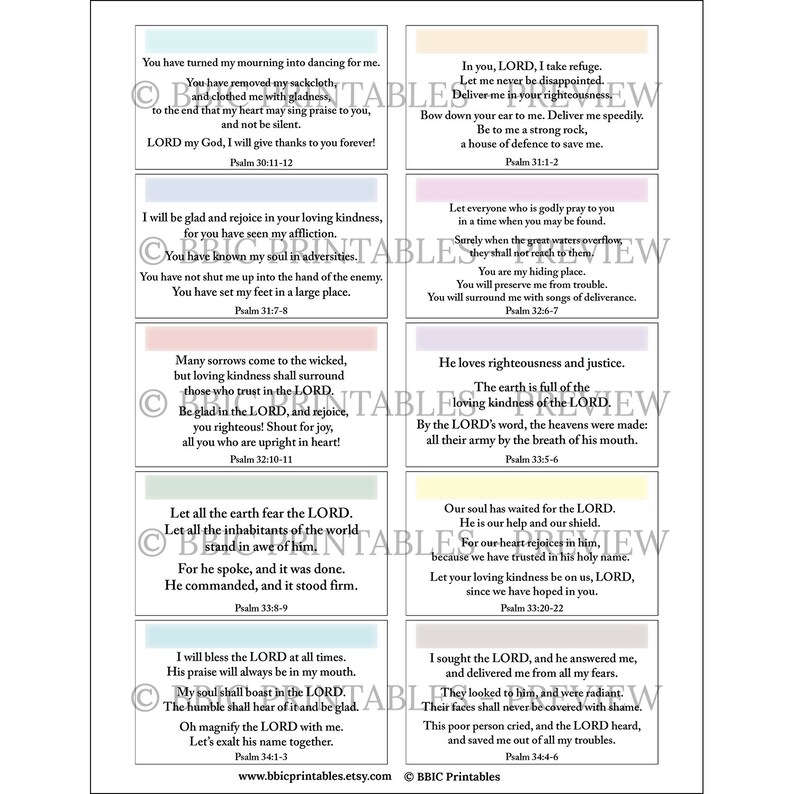 10 Personalizable Printable PSALM Scripture Cards -personalized ...