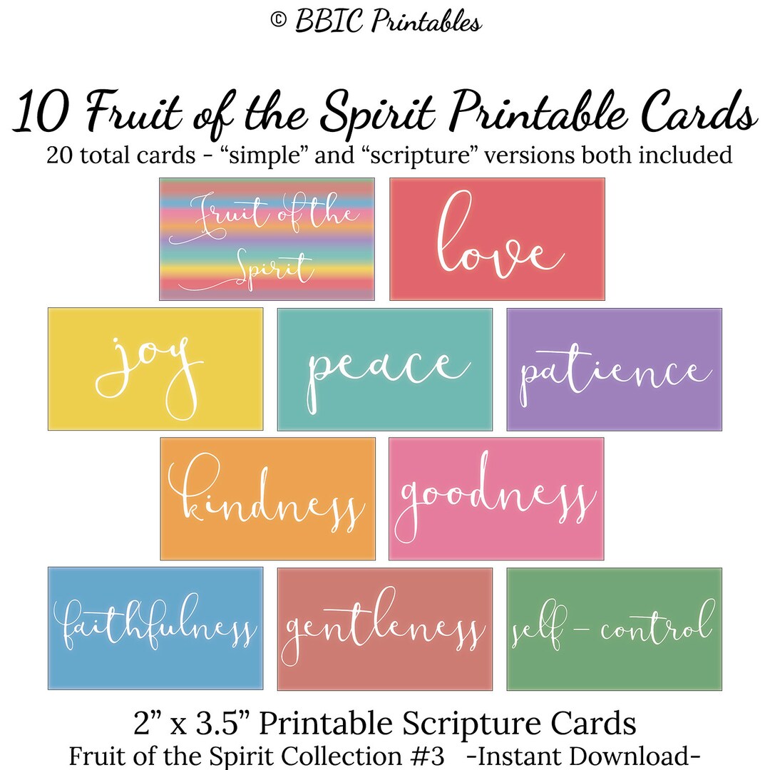 10 Fruit of the Spirit Scripture Cards -galatians 5- Collection #3 ...