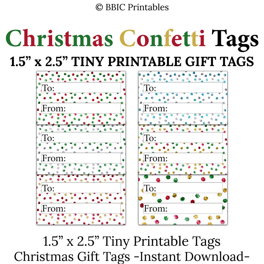 40 Tiny Christmas Gift Tags- DIGITAL DOWNLOAD, Small Tiny Red Green ...