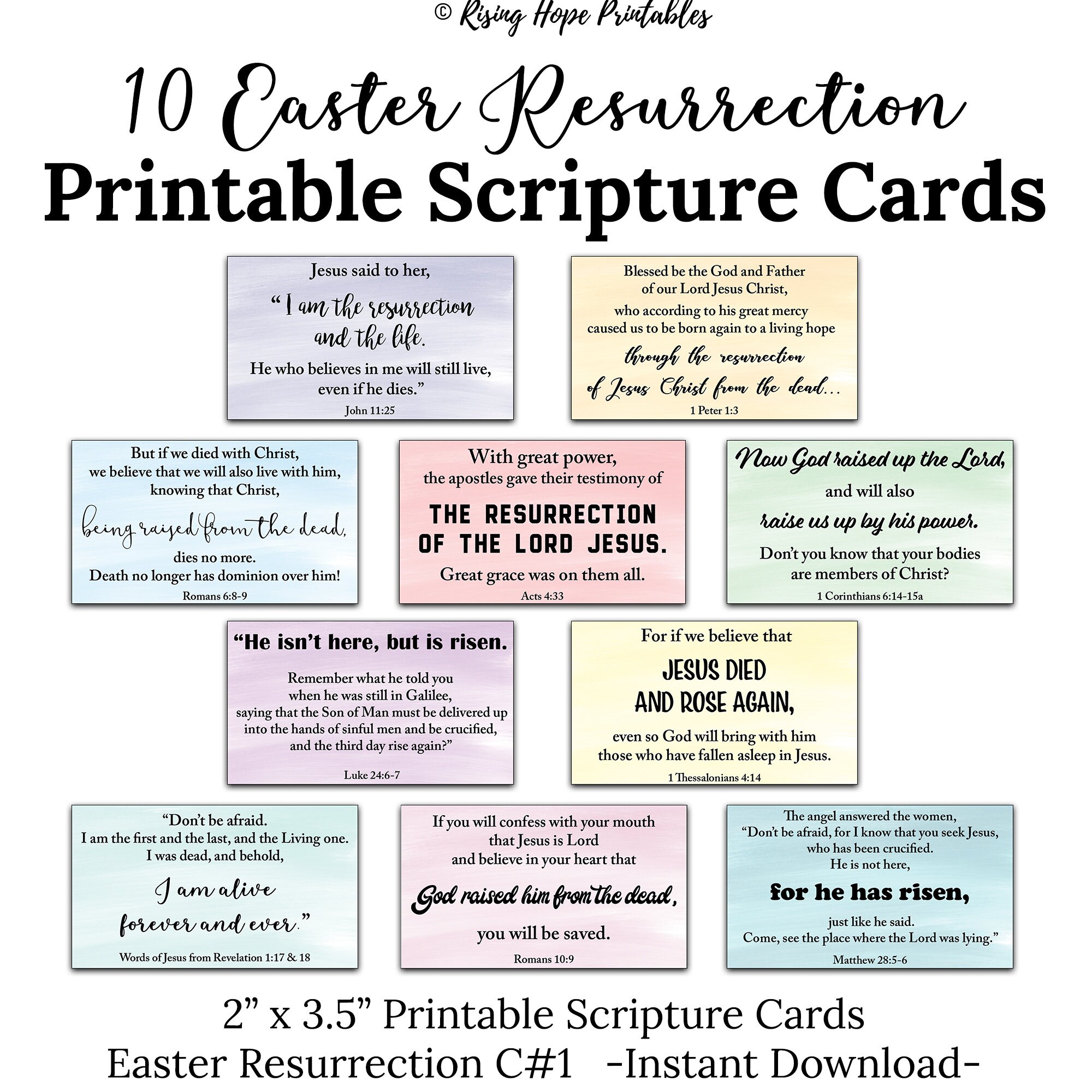Easter Resurrection Scripture Cards -C1- INSTANT DOWNLOAD, Christ Has ...