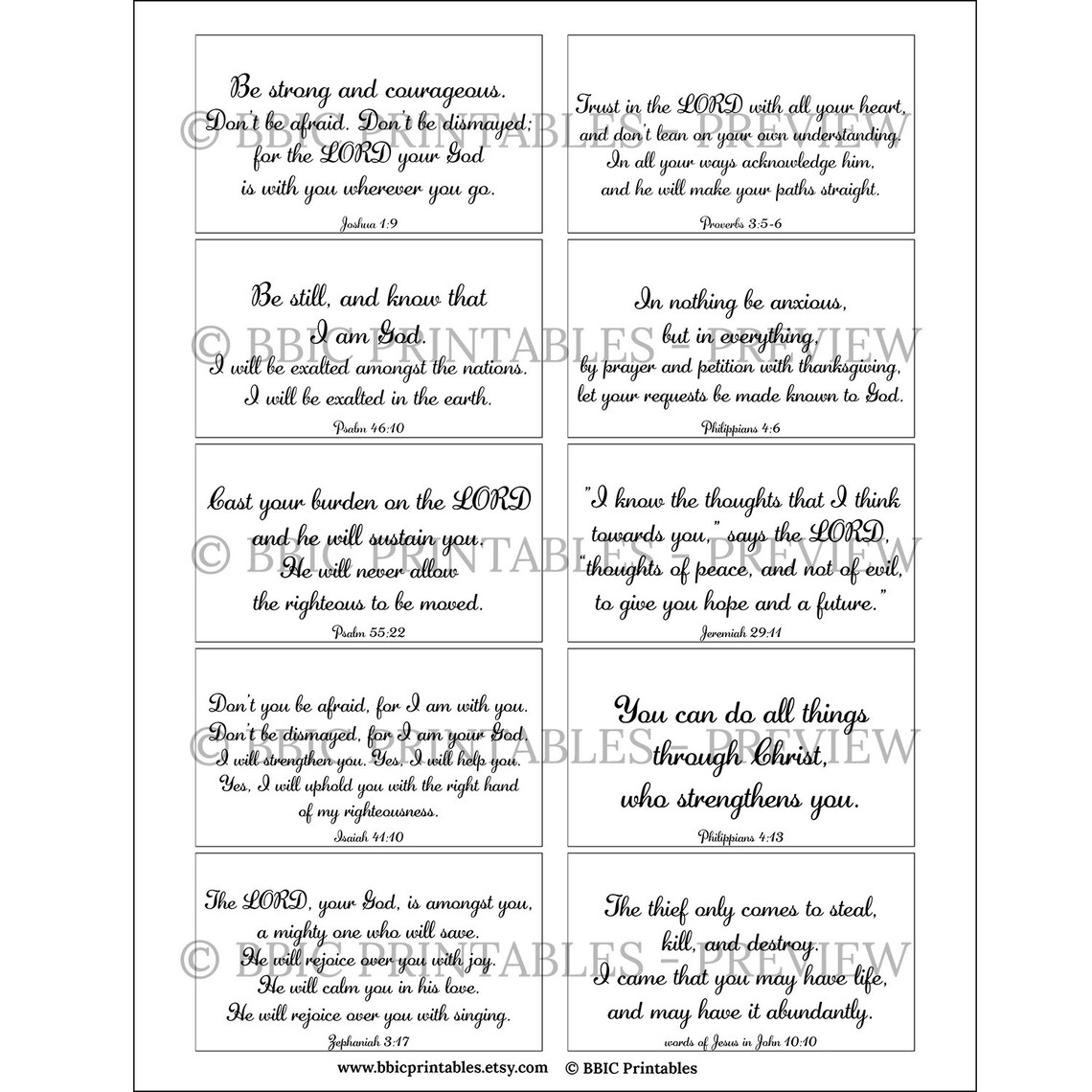 10 Plain Personalizable Printable Scripture Cards -personalized ...