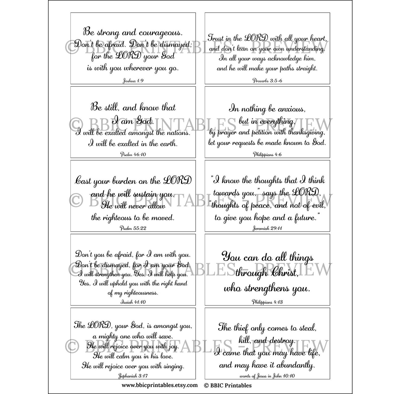 10 Plain Personalizable Printable Scripture Cards - Etsy