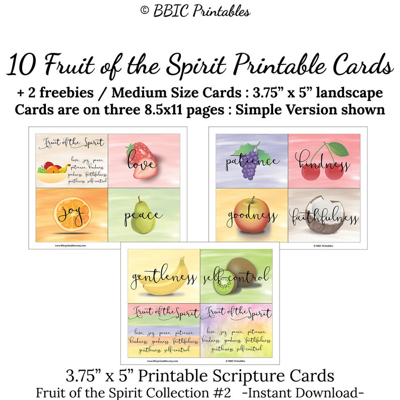 10 Fruit of the Spirit Printable Scripture Cards galatians 5 C2 INSTANT ...