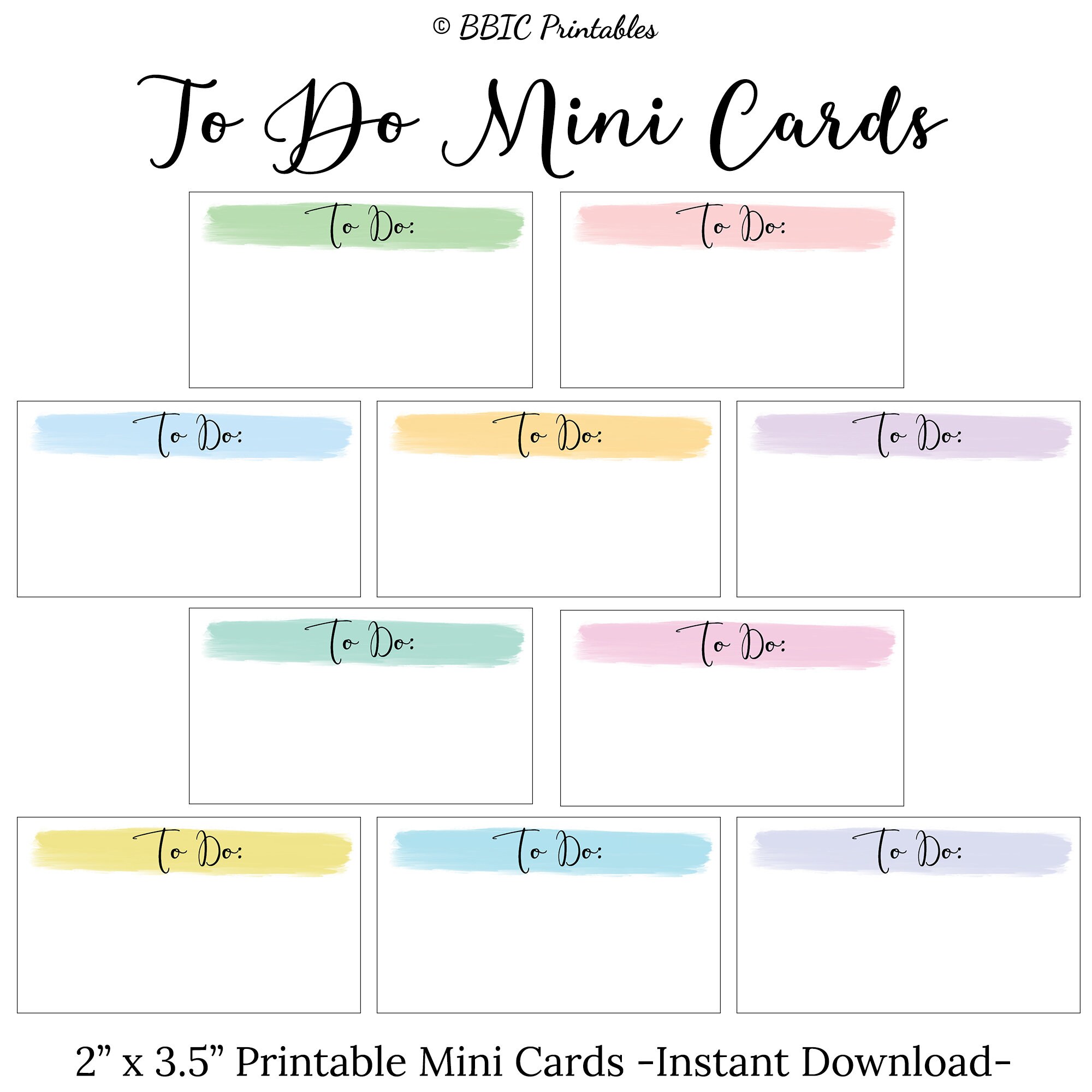 To Do Printable Mini Cards- DIGITAL DOWNLOAD, to Do List Printable Fill ...