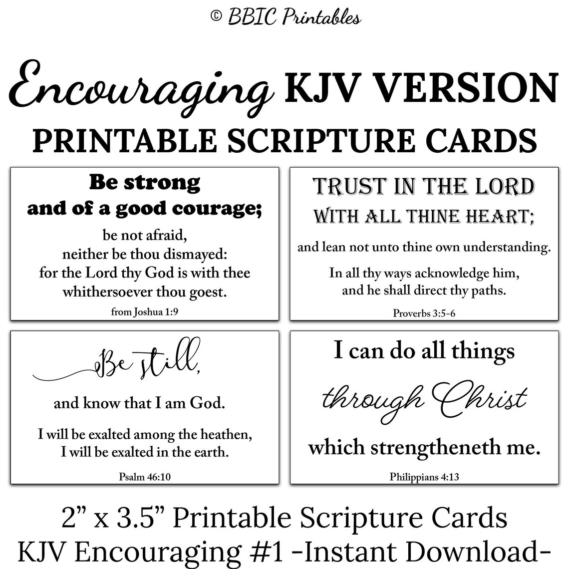10 KJV Encouraging Printable Scripture Cards -C1- Instant DOWNLOAD ...