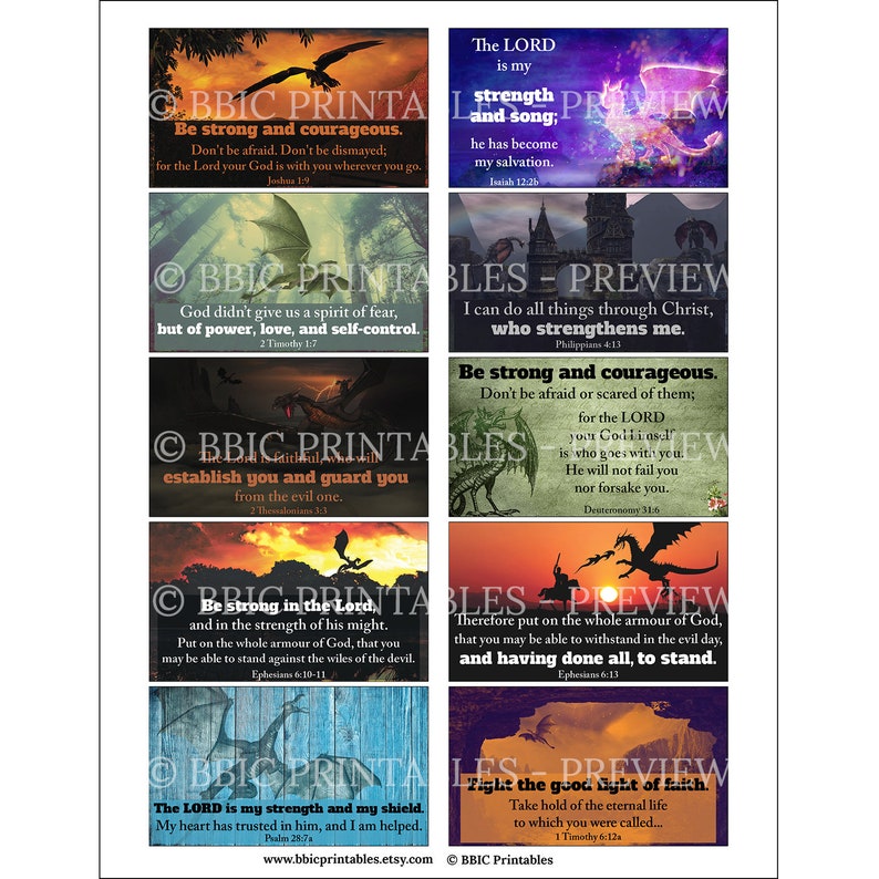 10 Dragon Printable Scripture Cards -#C1- INSTANT DOWNLOAD, Dragon ...