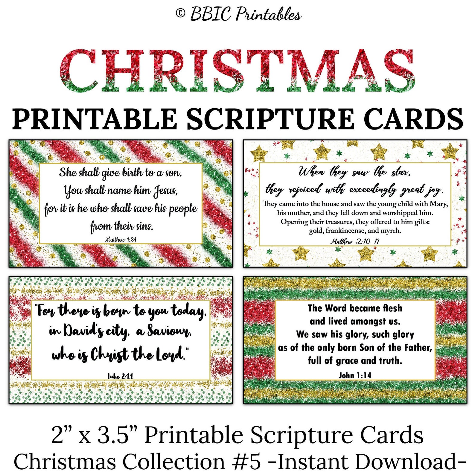 CHRISTMAS Scripture Cards C5 INSTANT DOWNLOAD Merry | Etsy