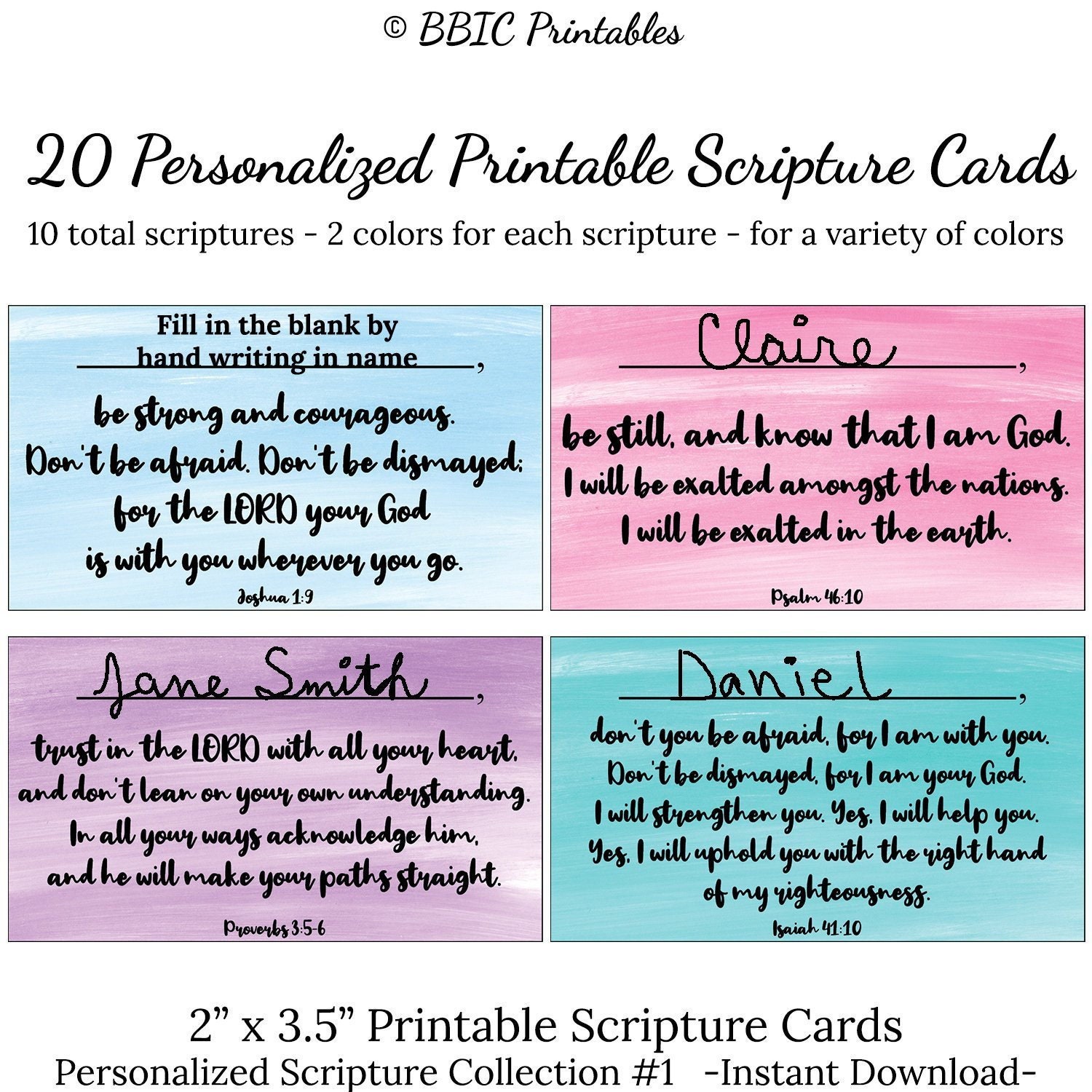 20 Personalized Printable Scripture Cards personalized Collection 1 ...