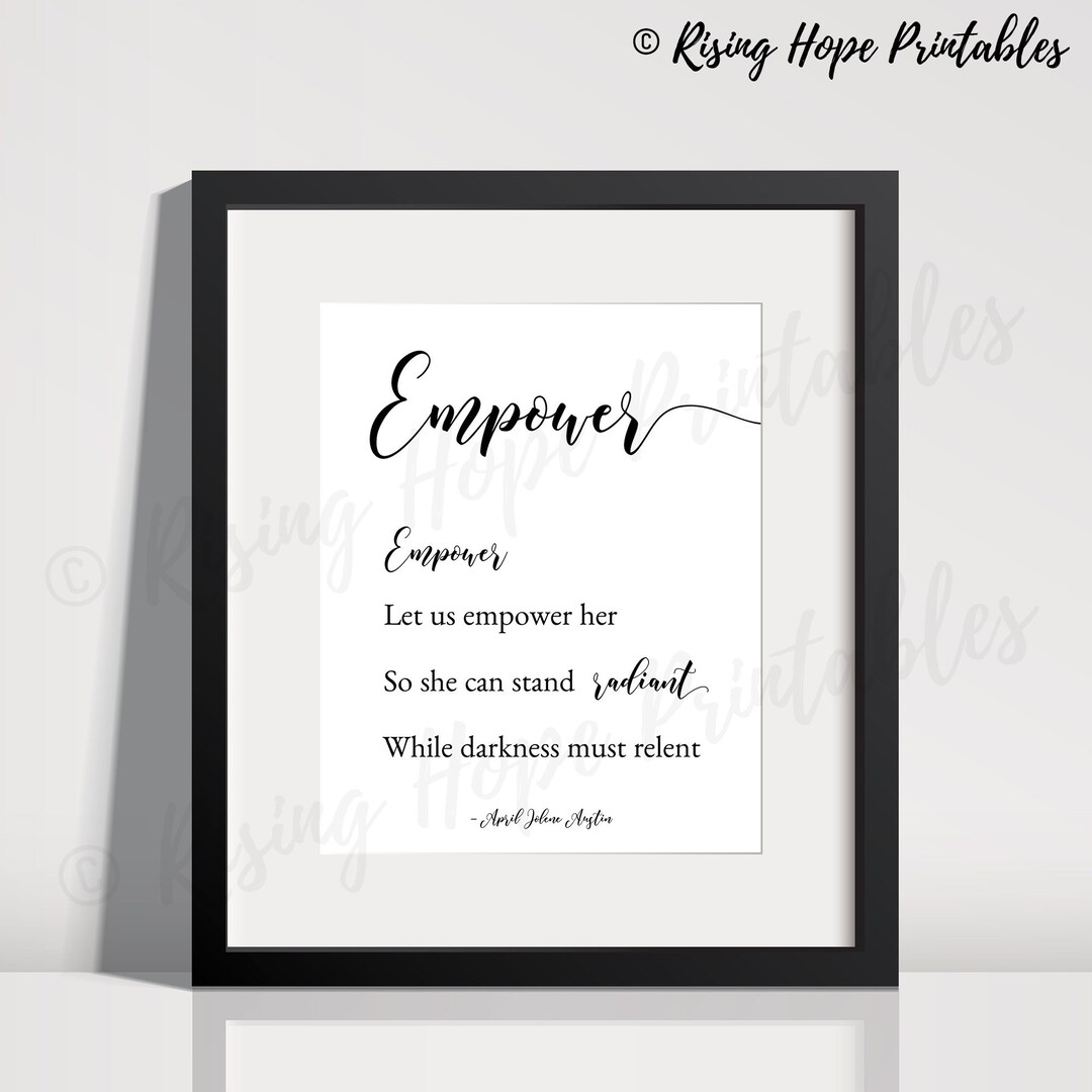 Empower Printable Poetry INSTANT DOWNLOAD, She's Radiant Strong Woman ...