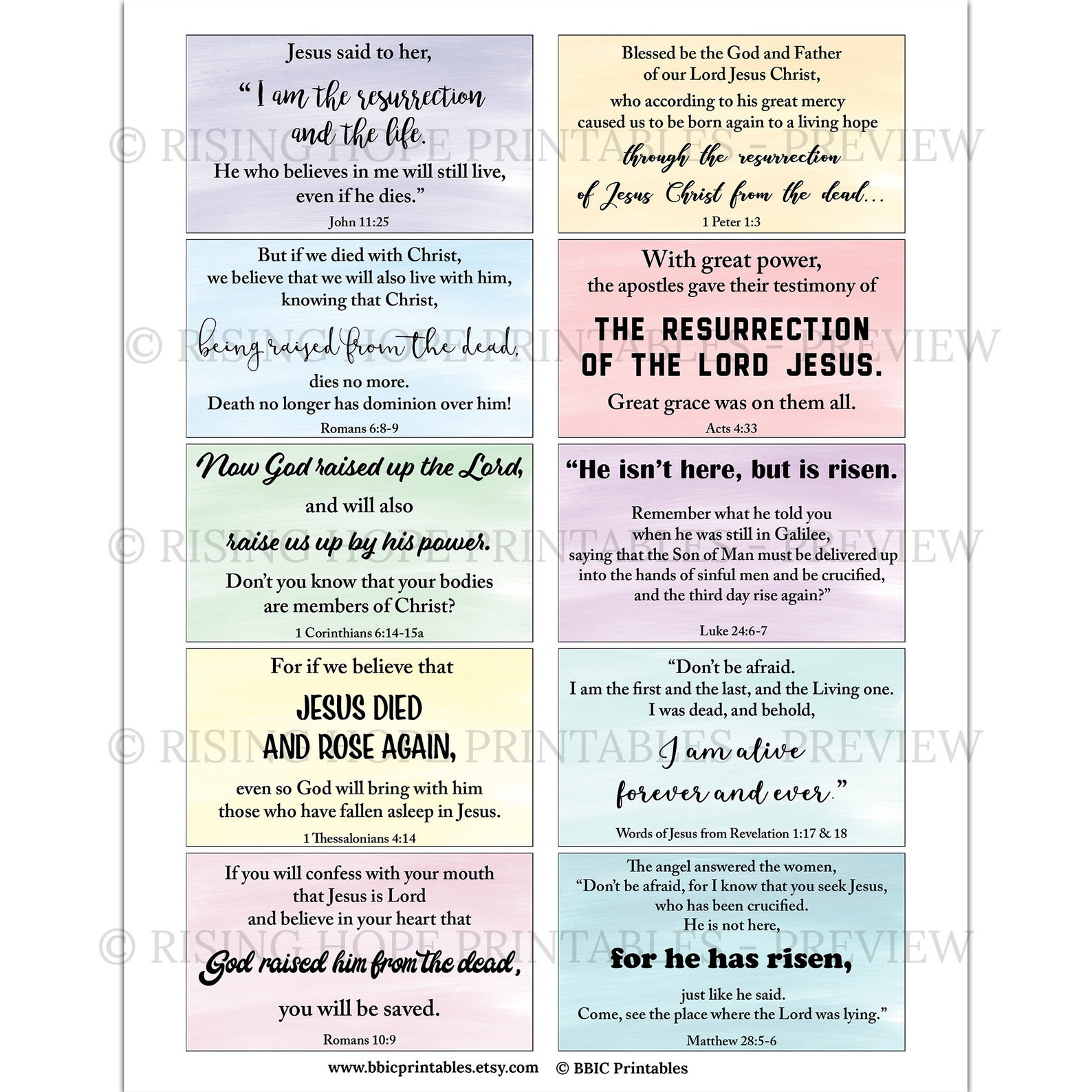 Easter Resurrection Scripture Cards -C1- INSTANT DOWNLOAD, Christ Has ...