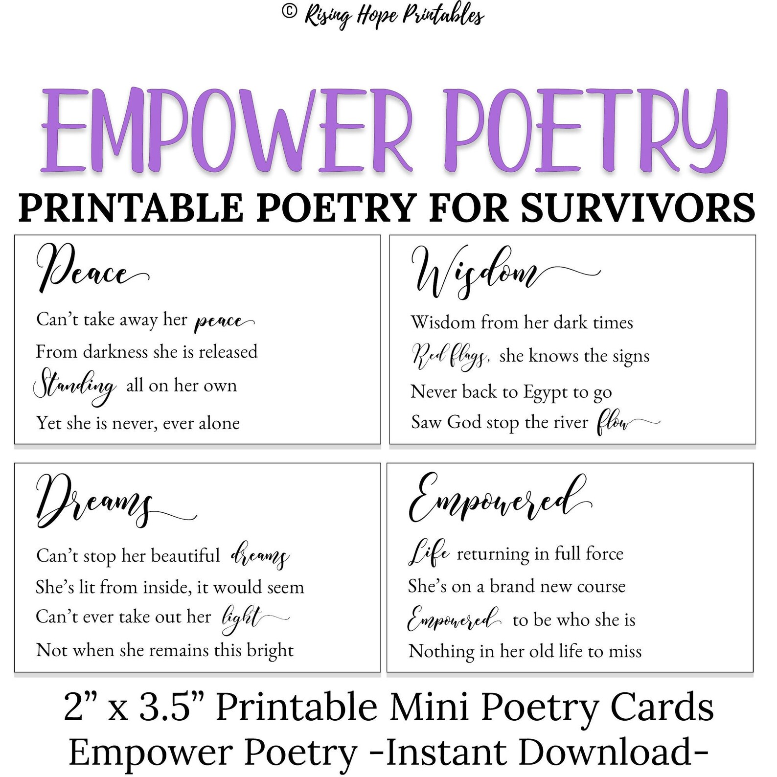 EMPOWER Poetry Cards C1 Instant Download, Domestic Violence Abuse ...