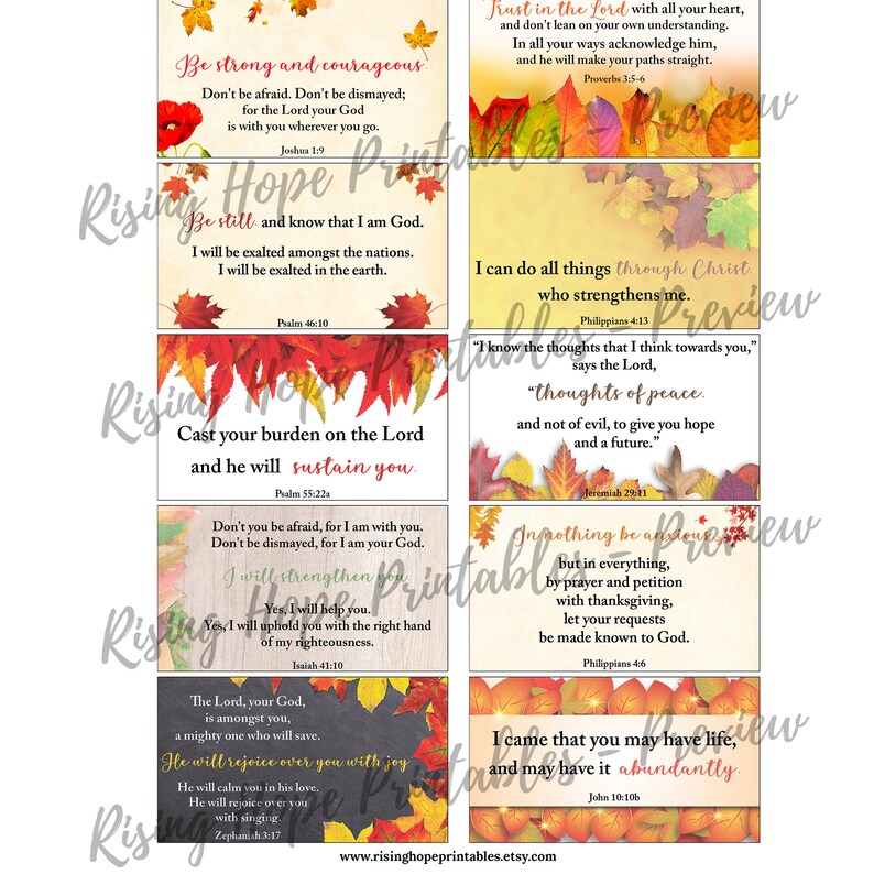 10 Fall Autumn Printable Scripture Cards -C1- INSTANT DOWNLOAD, Fall ...