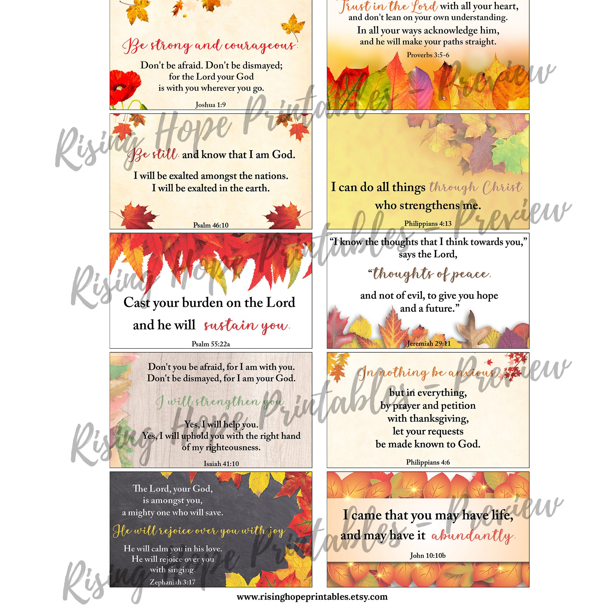 10 Fall Autumn Printable Scripture Cards -C1- INSTANT DOWNLOAD, Fall ...