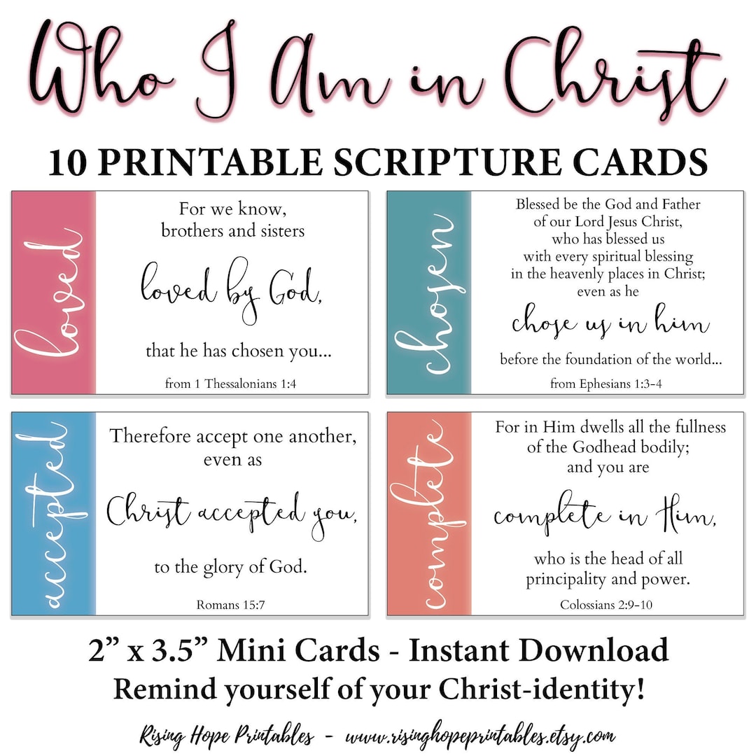 Who I Am in Christ Scripture Cards -C1- INSTANT DOWNLOAD, Child of God ...
