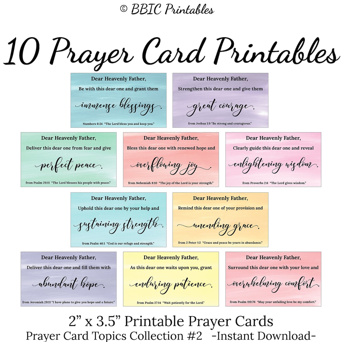 10 Printable Prayer Cards -C2- INSTANT DOWNLOAD, Printable Digital ...