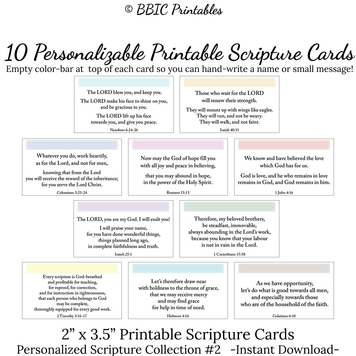 10 Personalizable Printable Scripture Cards -personalized Collection #2 ...