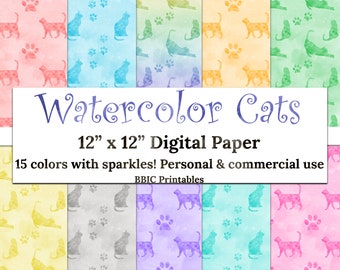 Watercolor Cross Digital Paper- INSTANT DOWNLOAD, 12x12 15 Colors ...