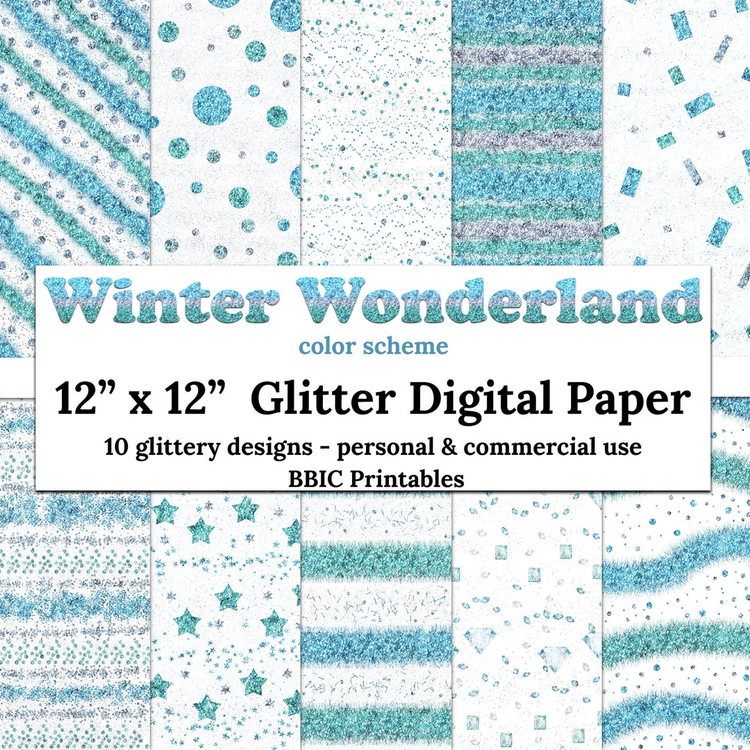 Winter Wonderland Digital Paper- INSTANT DOWNLOAD, 12x12 Light Blue ...