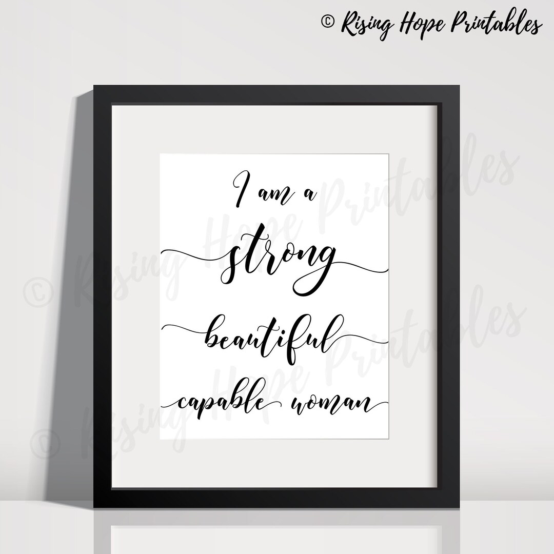 Strong Beautiful Capable Quote -INSTANT DOWNLOAD, Woman Self ...
