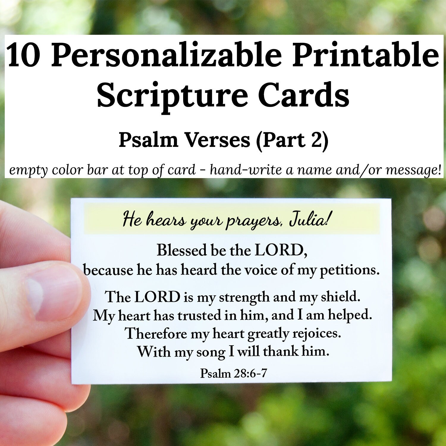10 Personalizable Printable PSALM Scripture Cards -personalized ...