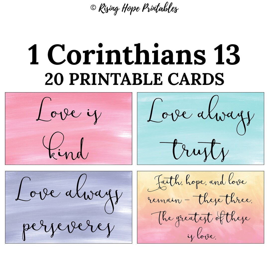 1 Corinthians 13 Love Mini Cards -C1- INSTANT DOWNLOAD, 1 Cor 13 What ...