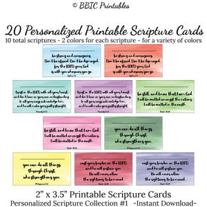 20 Personalized Printable Scripture Cards -personalized Collection #1 ...